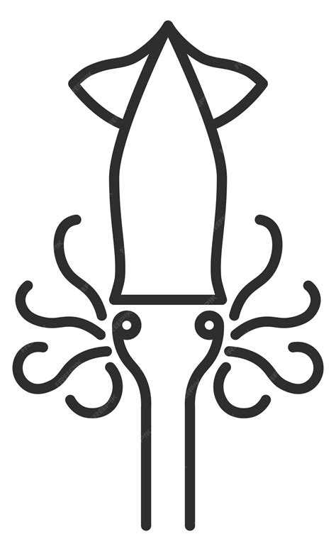 Inktvis Lijn Pictogram Zeevruchten Logo Zeedier Geïsoleerd Op Witte Achtergrond Premium Vector