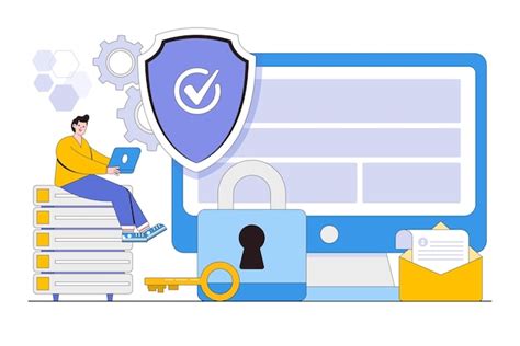 Premium Vector Flat Network Security Concept Outline Design Style Minimal Vector Illustration