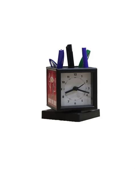Analog Black A139 Rotating Clock With 3 Side Branding Area For Office