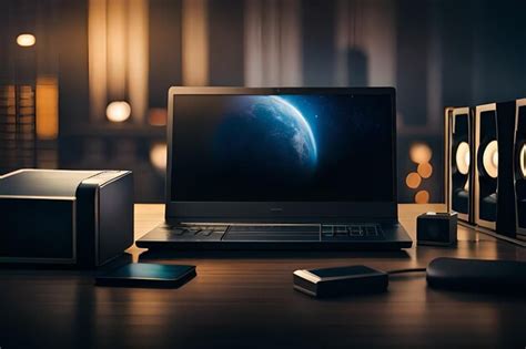 Premium Photo Computer Device With Peripheral Devices