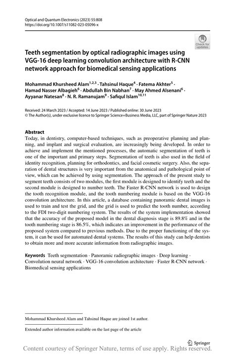 teeth segmentation by optical radiographic images using vgg 16 deep