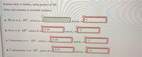 solved express each in meters using powers of 10 write
