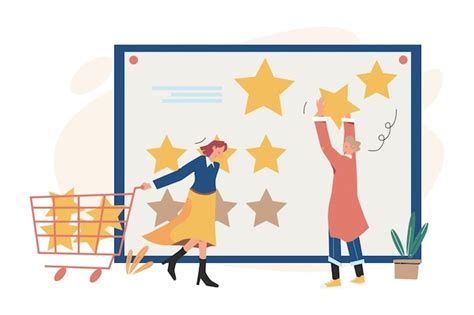 고객 리뷰 등급은 등급 및 피드백을 제공합니다 프리미엄 벡터