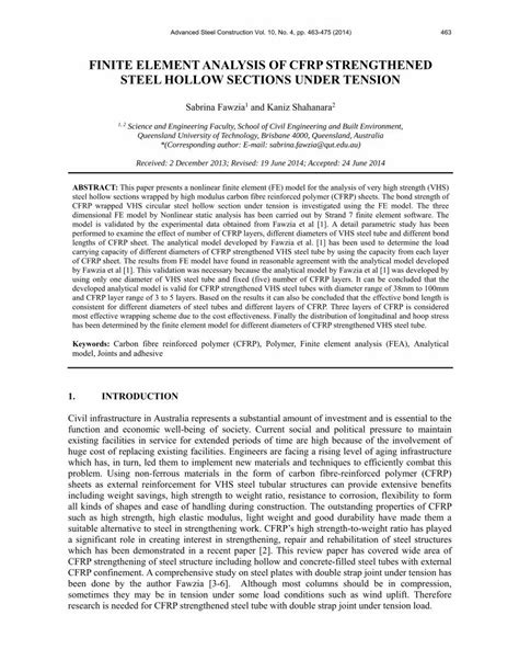 Pdf Finite Element Analysis Of Cfrp … Finite Element Analysis Of Cfrp