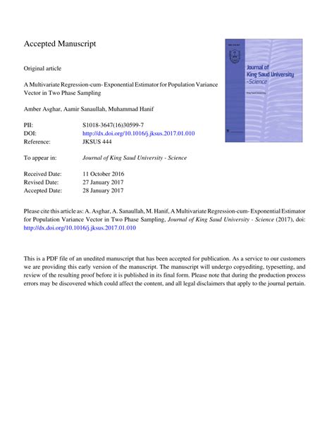 pdf a multivariate regression cum exponential estimator for