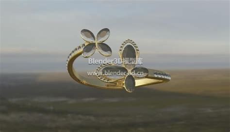 Blender 花型钻石戒指3d模型素材资源免费下载 Blender3d模型库