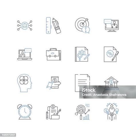 관리 평가 라인 아이콘 컬렉션입니다 평가 평가 피드백 인식 성과 검토 분석 벡터 및 선형 그림 감사 채점 평가 개요 표지판 세트 Kaizen에 대한 스톡 벡터 아트 및 기타