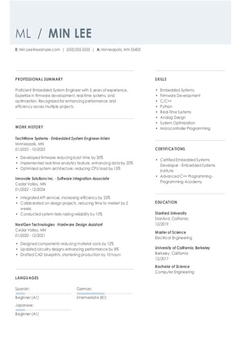 4 Embedded System Engineer Intern Resume Examples Templates And Tips