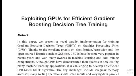 Exploiting Gpus For Efficient Gradient Boosting Decision Tree Training Youtube