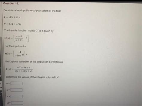 solved question 14 consider a two input one output system