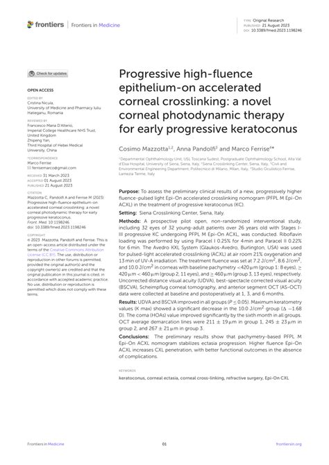 Pdf Progressive High Fluence Epithelium On Accelerated Corneal Crosslinking A Novel Corneal