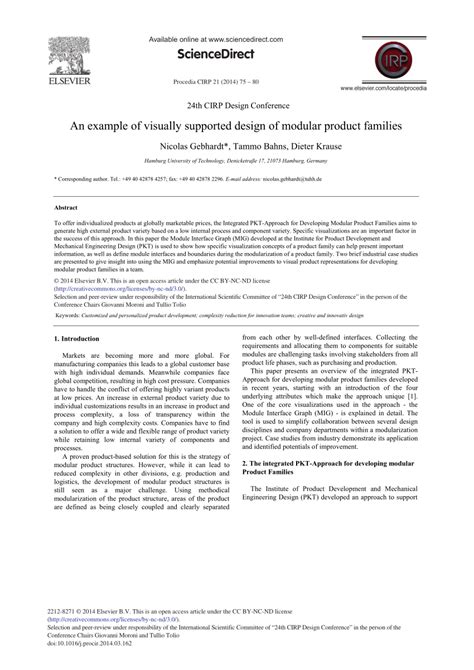 Pdf An Example Of Visually Supported Design Of Modular Product Families