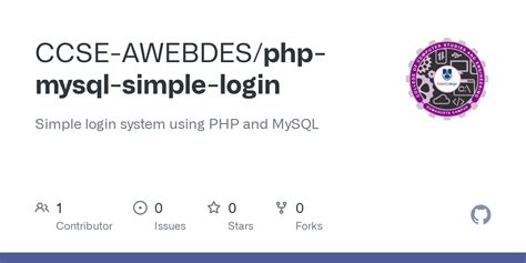 Php Mysql Simple Loginmainphp At Main · Ccse Awebdesphp Mysql Simple Login · Github