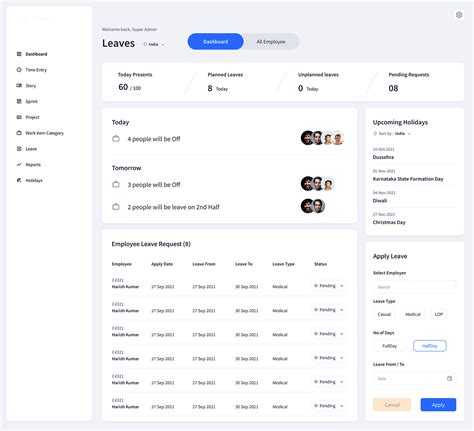 Employee Leave Dashboard On Behance