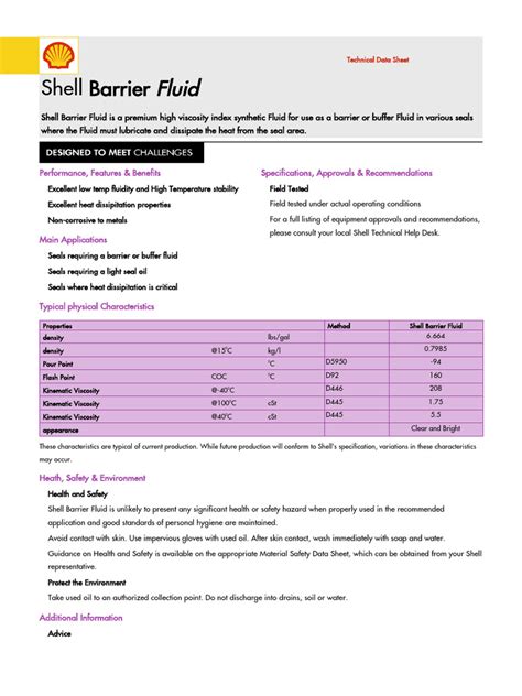 Shell Barrier Fluid Pdf Viscosity Liquids