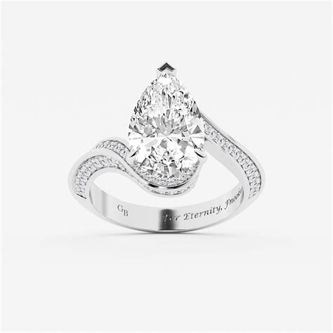 3 12 Ctw Pear Lab Grown Diamond Twisted Bypass Side Stone Engagement Ring Grownbrilliance