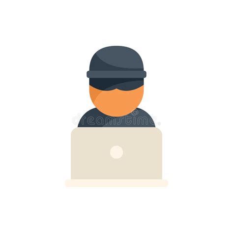 Hacker Using Laptop Committing Cyber Crime Stealing Information Stock Illustration