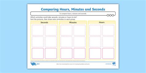 Comparing Hours Minutes And Seconds Maths Worksheets