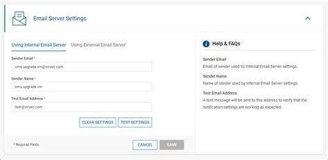 email server configuration with cms