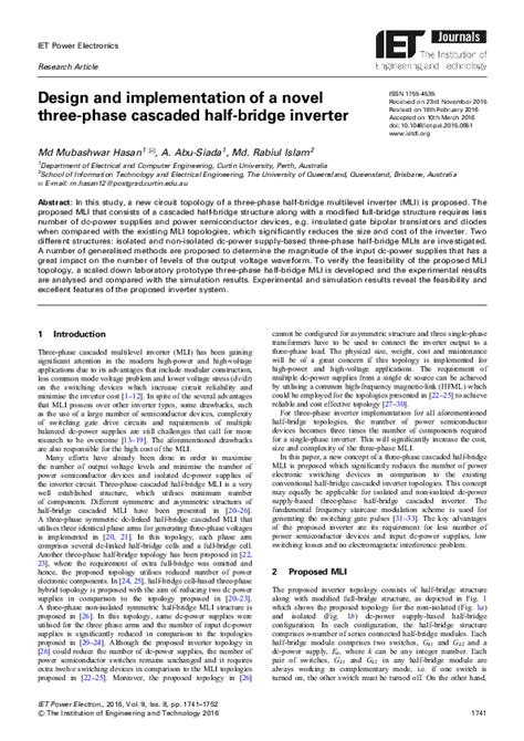 Pdf Design And Implementation Of A Novel Three Phase Cascaded Half