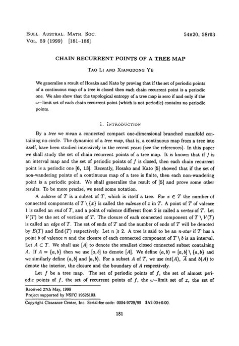 pdf chain recurrent points of a tree map