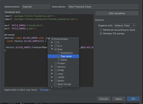 Flutter Freezedのlivetemplatesコードスニペットを登録して開発速度を上げる Zuma Lab