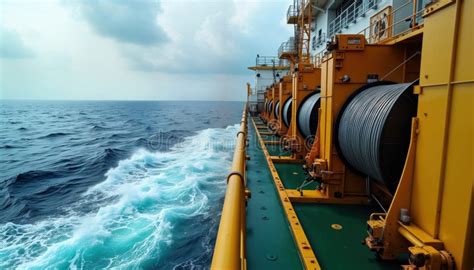 The Deck Of A Massive Container Ship Is Shown With Rows Of Stacked