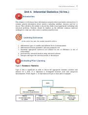 Unit 4 Inferential Statistics Pdf Unit 4 Inferential Statistics 1 Unit 4 Inferential