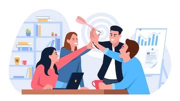Ilustración Vectorial De Team Building Escena De Dibujos Animados Con