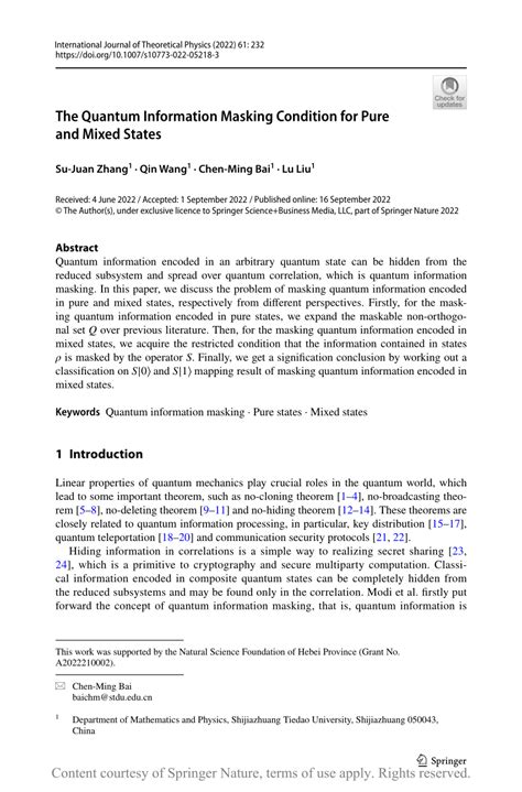 The Quantum Information Masking Condition For Pure And Mixed States
