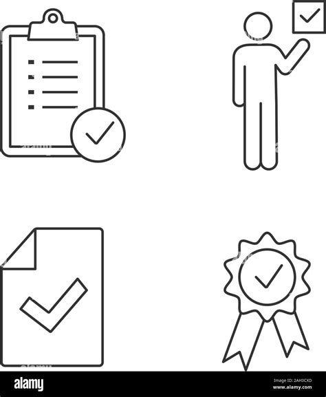 Approve Linear Icons Set Verification And Validation Task Planning Voter Document