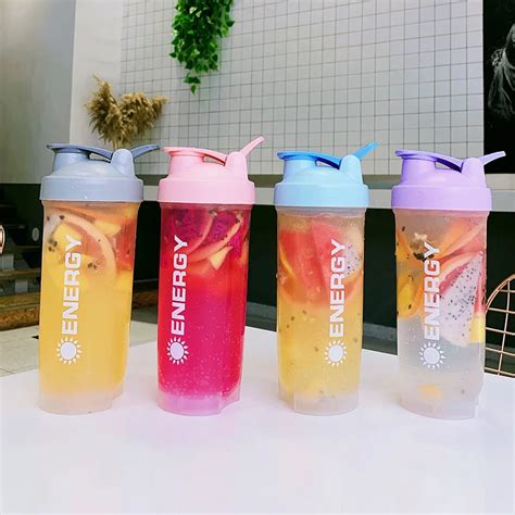 플라스틱 물 주스 셰이커 병 블렌더 단백질 분말 용기 보디 빌딩 단백질 교반 컵 스포츠 보조제 500ml