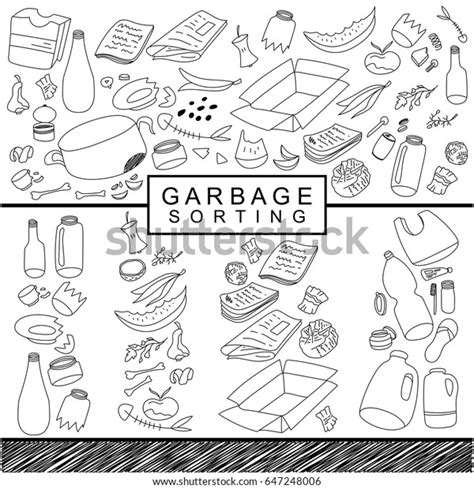 Garbage Sorting Background Hand Drawn Sketch Stock Vector Royalty Free 647248006 Shutterstock