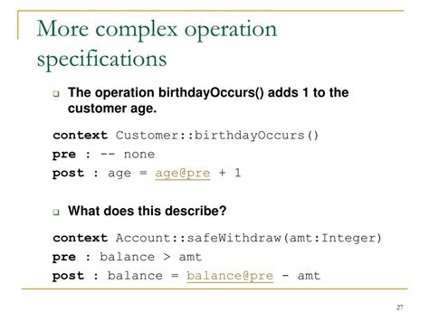 Ppt The Object Constraint Language Expressing Constraints In The Uml