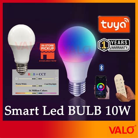 Lampu Smart Bluetooth Or Wifi Light Bulb E27 LED RGB Lamp Tuya Ai Home RGB CCT Dimmable Timer