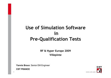 Pdf Use Of Simulation Software In Pre Qualification Tests · 1 Use Of Simulation Software In