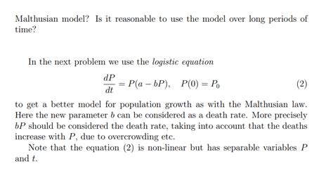 solved problem 2 the malthusian model this model uses the