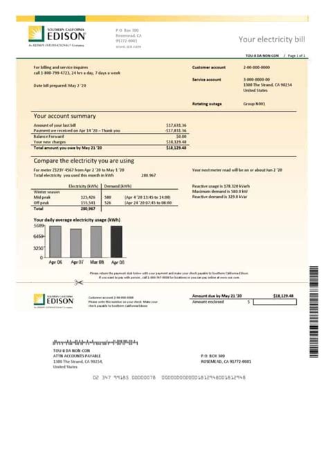 Usa Southern California Edison Utility Bill Template In Word And Pdf Format