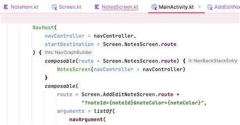 Why I Get Unresolved Reference Addeditnotescreen In The First File But