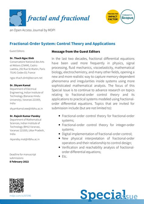 Pdf Special Issue Fractional Order System Control Theory And