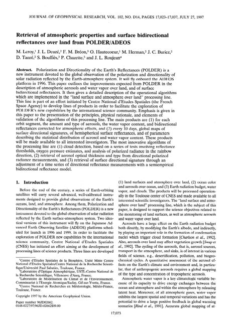 Pdf Retrieval Of Atmospheric Properties And Surface Bidirectional