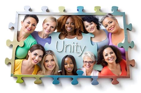 Plus Size Model Puzzle Border Frame With Unity Text Concept As A Border Frame Design Featuring