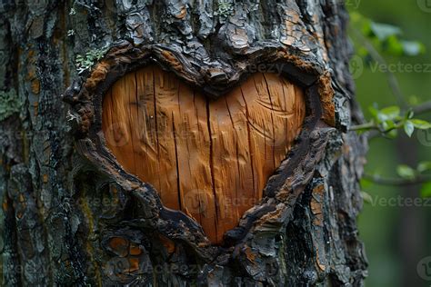 Heart Shaped Carving On Tree Trunk In Nature Symbol Of Love And Connection 52398405 Stock