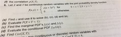 solved the correlation x y let x and y be continuous
