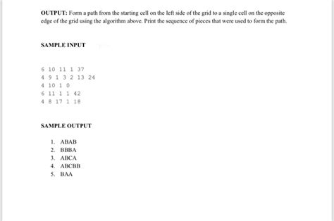 Solved PROBLEM Given A Rectangular Grid And The Types Of Chegg Com
