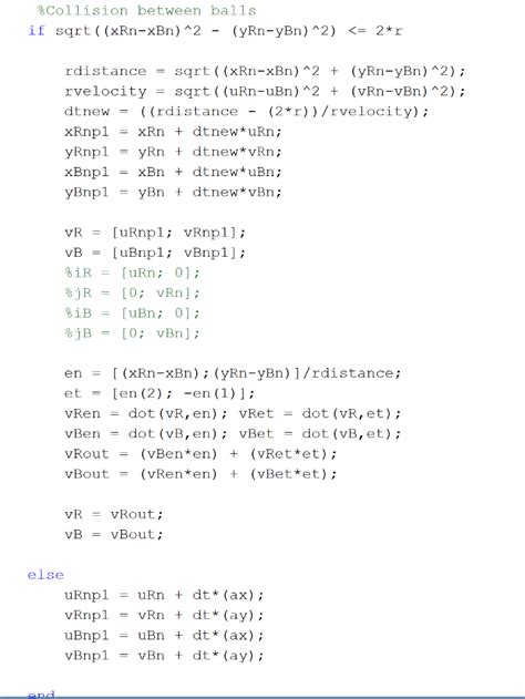 Working On A Billiard Collision Simulation On Matlab