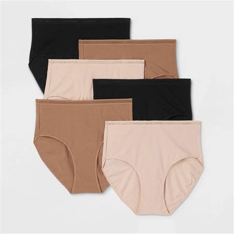 Auden Womens Cotton Stretch Briefs Large Assorted Neutral 6 Ct