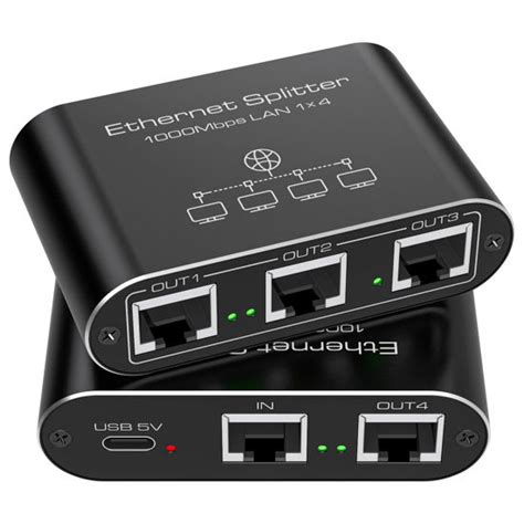 Getuscart Pvbctcsid Ethernet Splitter 1 To 4 1000mbps Internet Splitter Lan Splitter Either