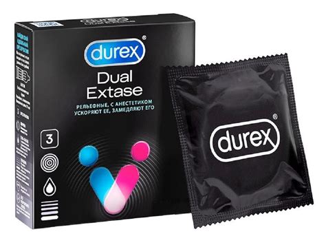 Durex Dual Extase Презервативы рельефные, с анестетиком ускоряют её ...