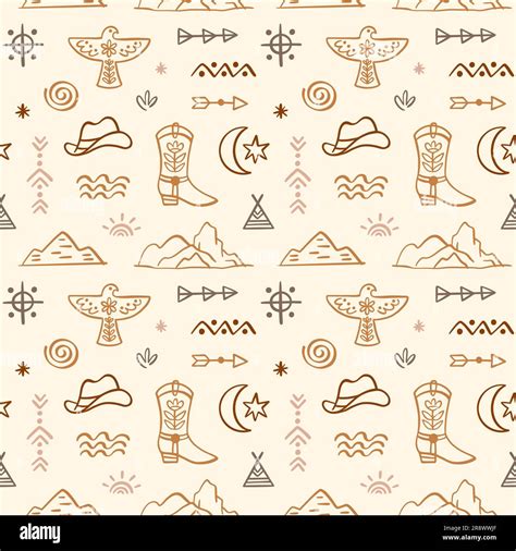Western Seamless Pattern Cowboy Wild West Print Stock Vector Image